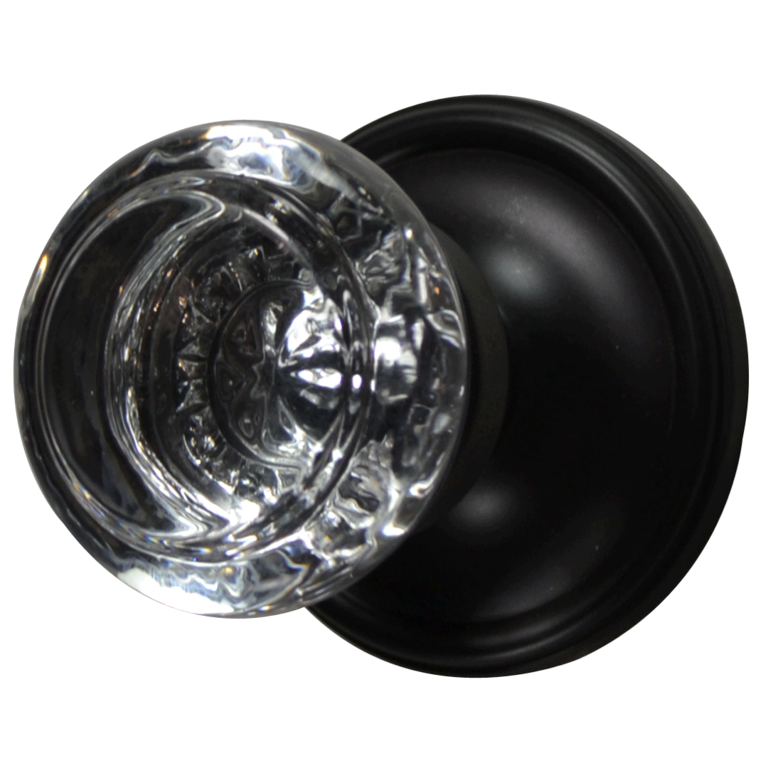 Traditional Rosette Door Set with Beveled Round Crystal Knob (Several ...